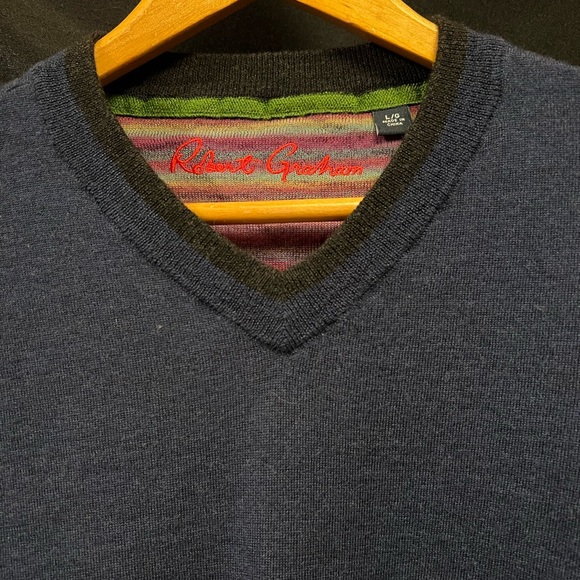 Robert Graham | Sweaters | Robert Graham Navy Blue Wool Sweater Large ...